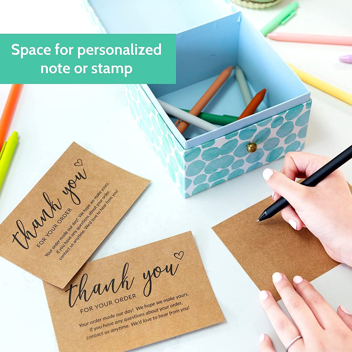 50 Large 4x6 Kraft Thank You Cards Small Business Supplies for Boutique ...