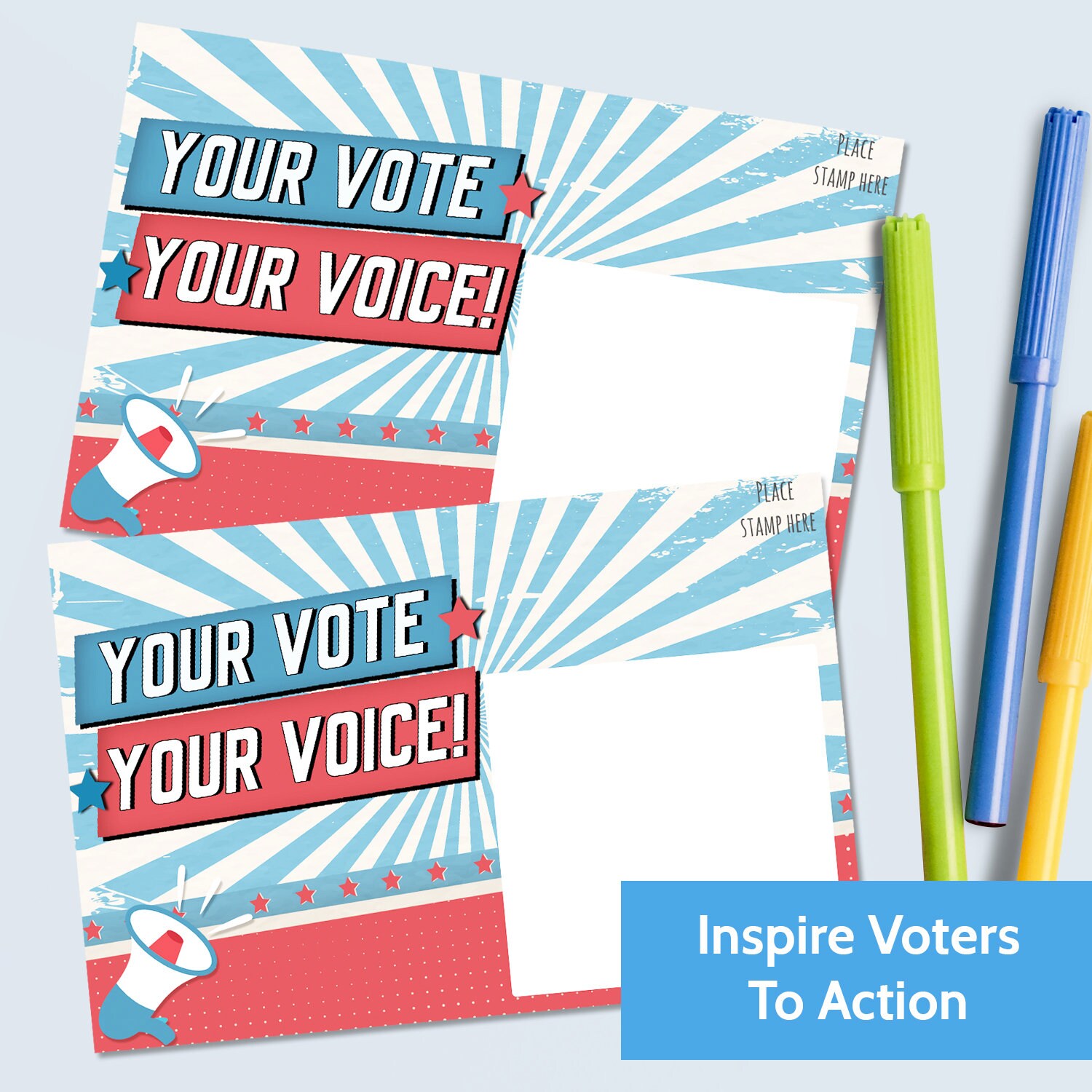 100 Bulk Voter Postcards 4x6 Your Vote Your Voice Red - Etsy