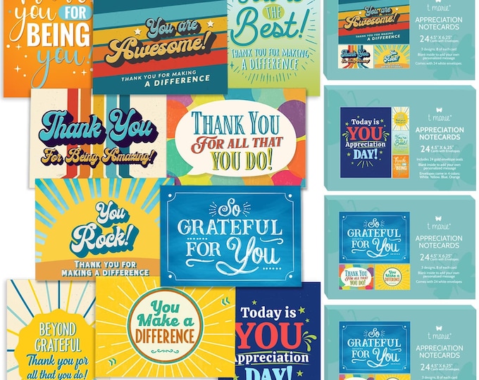 24 Appreciation Cards With Envelopes Team Gifts, Teacher Gifts Bulk ...