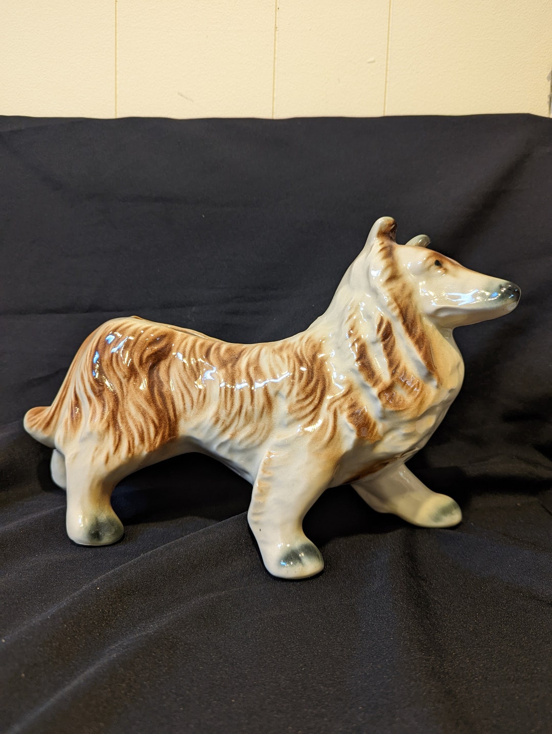 Vintage Large Planter Collie Dog Flower Pot Brown Animal - Etsy