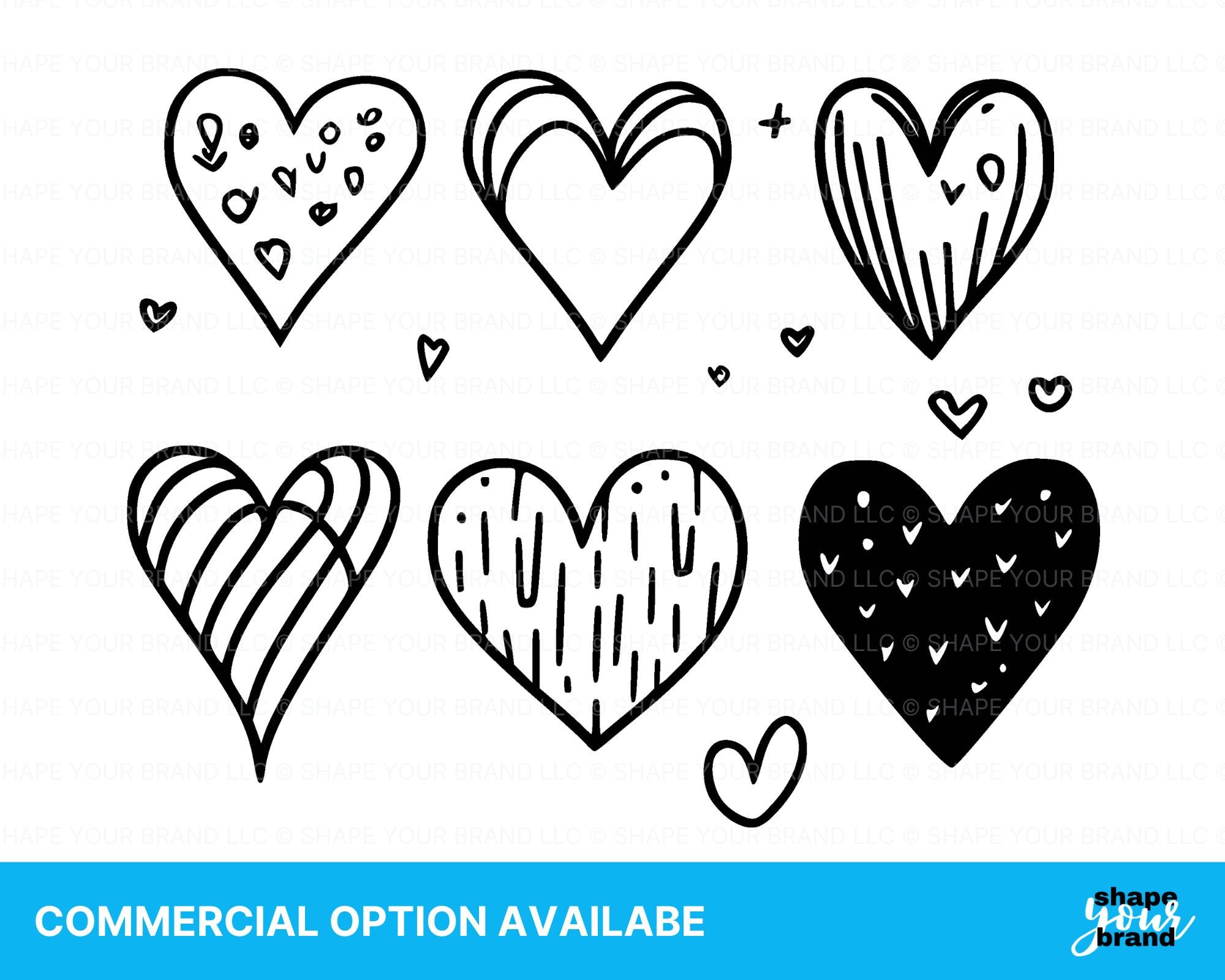 Doodle Heart SVG Bundle, Doodle Png File, Hand Drawn Heart Svg, Open ...