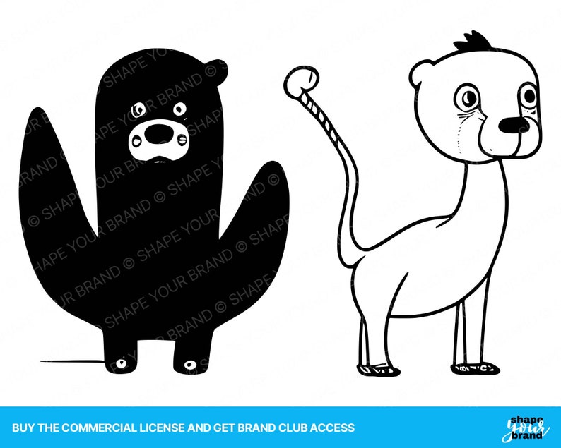 Animal Doodle Svg Bundle of 10 Kids Doodle Svg Designs, Animal Svg ...