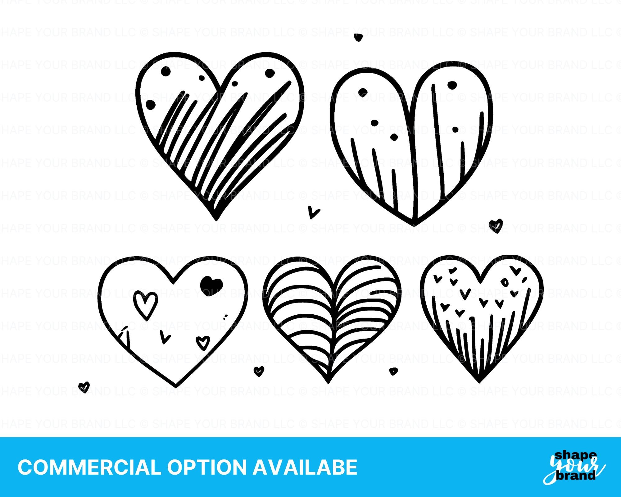 Doodle Heart SVG Bundle, Doodle Png File, Hand Drawn Heart Svg, Open ...