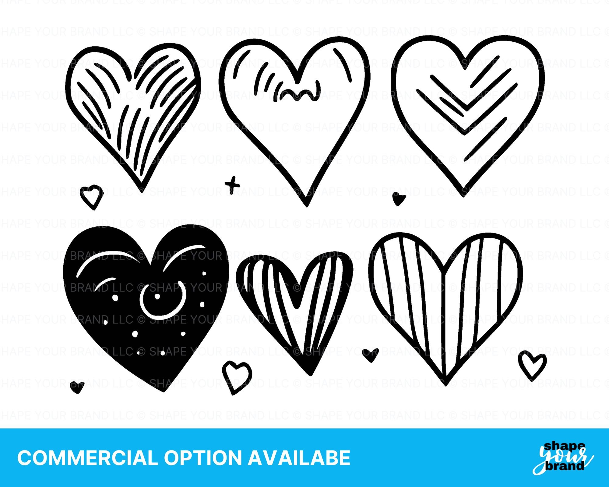 Doodle Heart SVG Bundle, Doodle Png File, Hand Drawn Heart Svg, Open ...