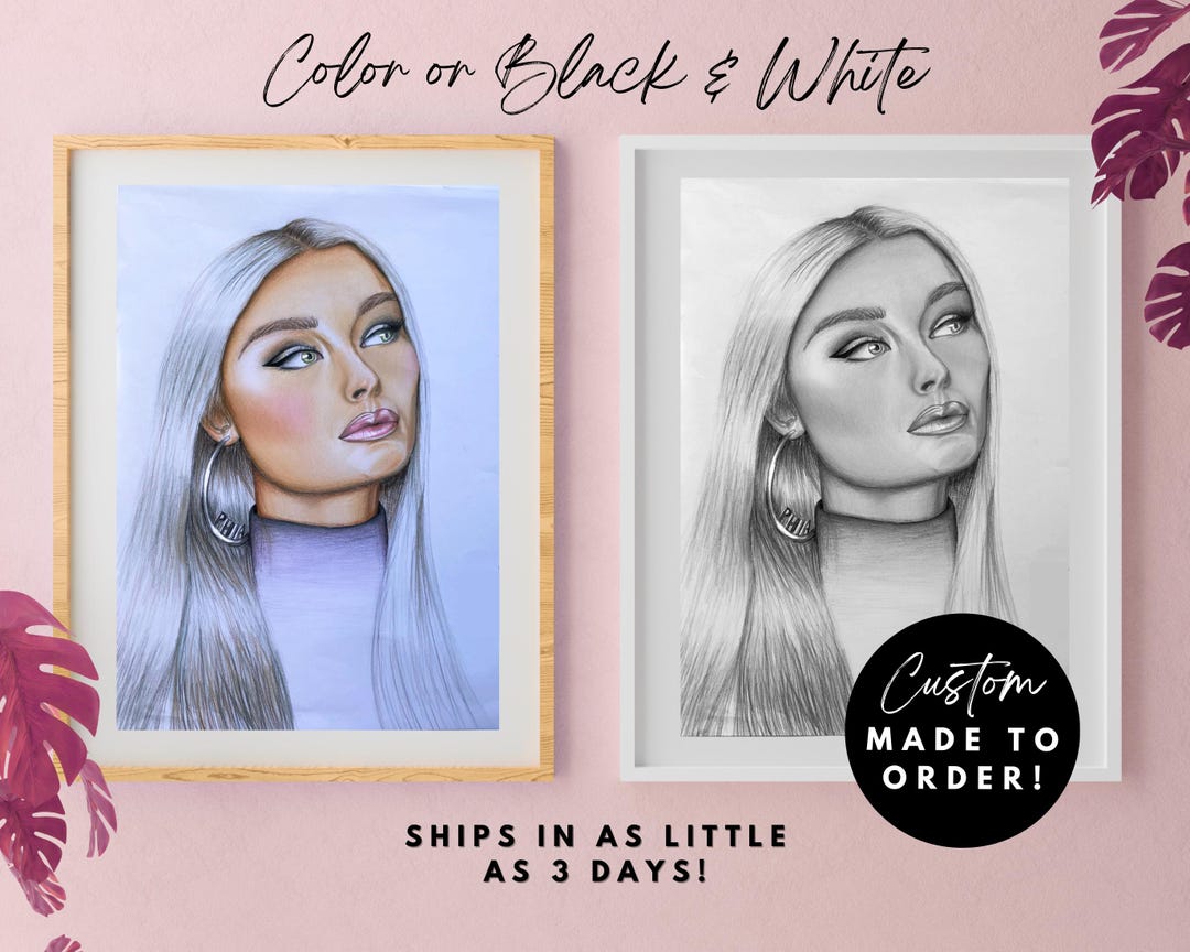 Personalized Realistic Drawing Print, Custom Person or Pet/animal ...