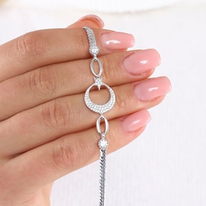 Minimal Crescent and Star, Sterling Silver Bracelet, Turkish Jewelry ...