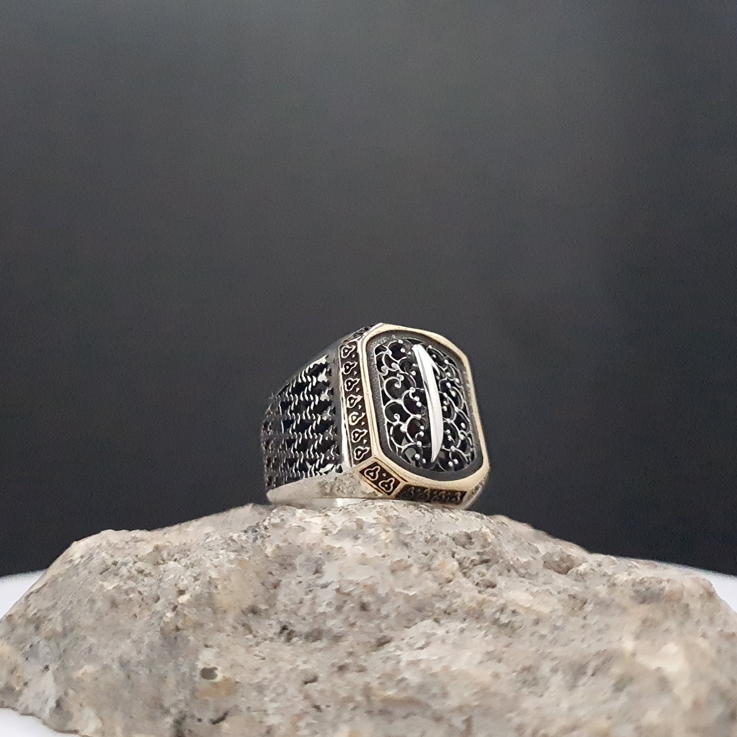 Arabic Alif Men Ring, Arabic Letter Ring, Ring for Men, Handmade Silver ...