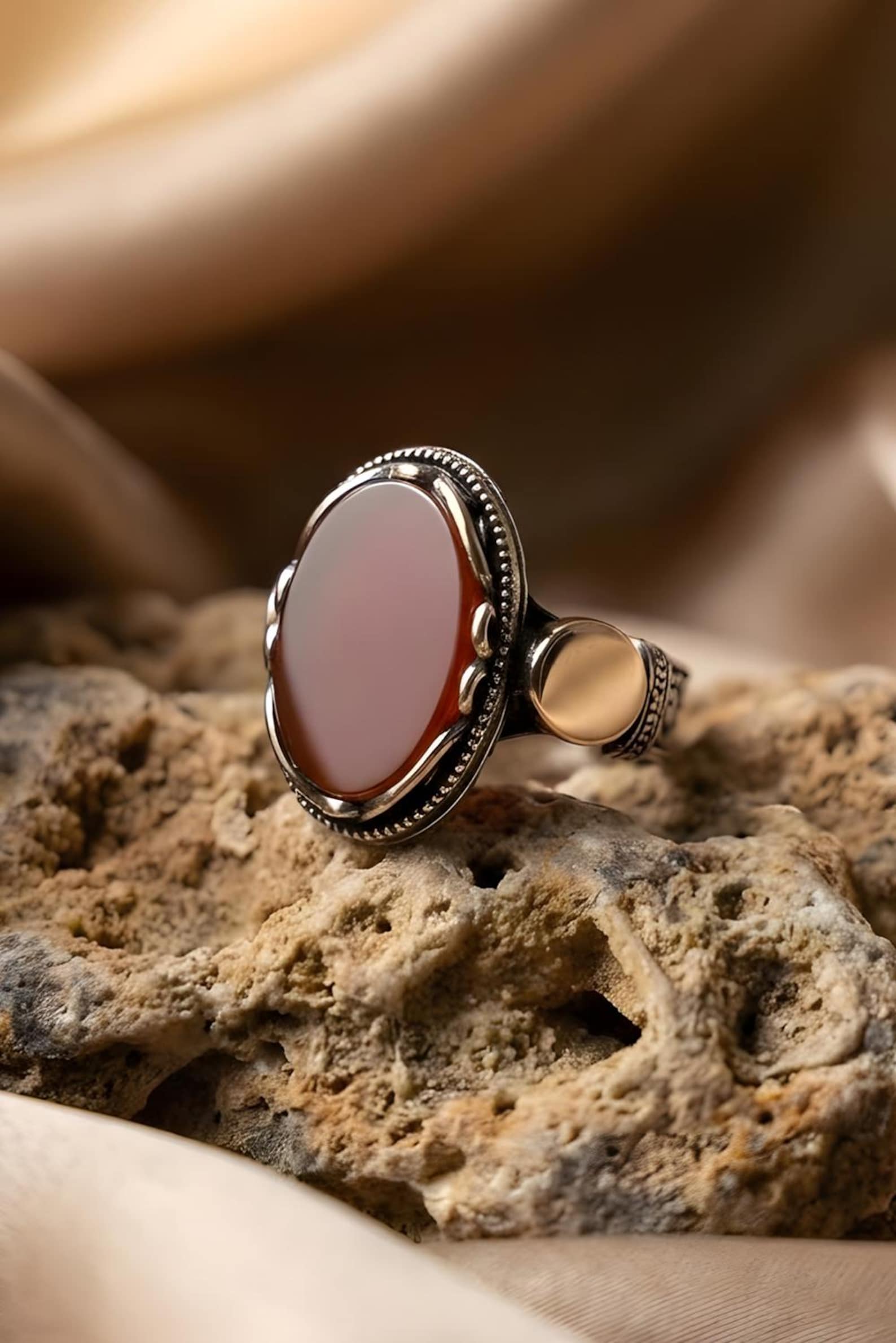Handmade Sterling Silver Agate Signet Ring – Ottoman Payitaht Style - Etsy