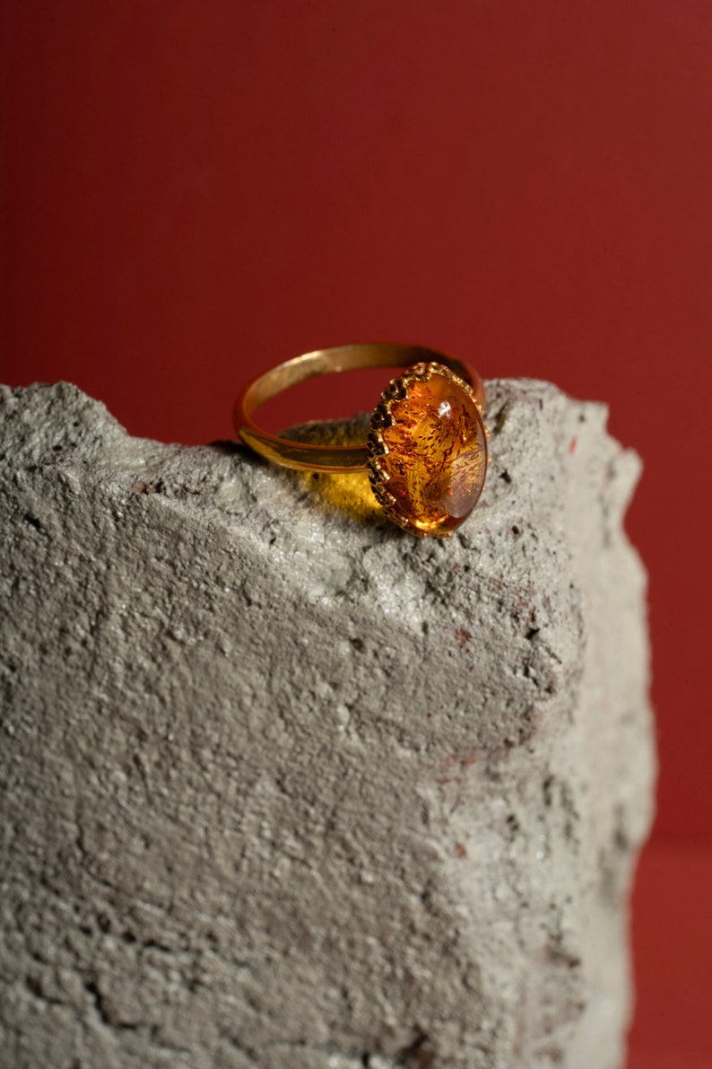 Handcrafted Baltic Amber Ring: 925 Sterling Silver Gemstone - Etsy