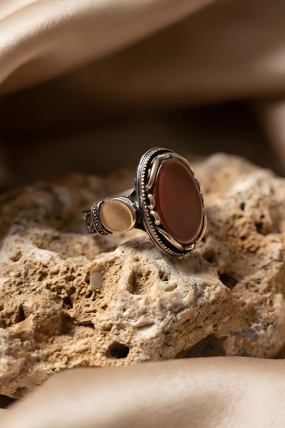 Handmade Sterling Silver Agate Signet Ring – Ottoman Payitaht Style - Etsy