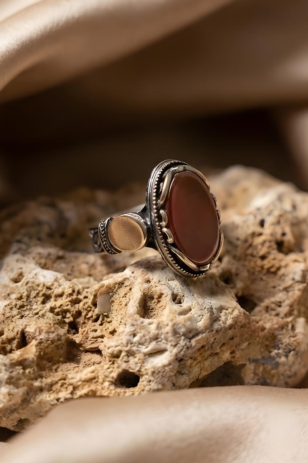 Handmade Sterling Silver Agate Signet Ring – Ottoman Payitaht Style - Etsy
