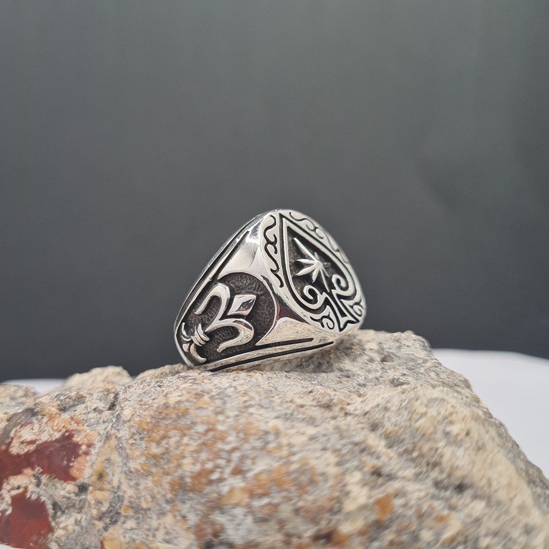 Silver Playing Card Ring Ace of Spades Men Ring Men Playing - Etsy