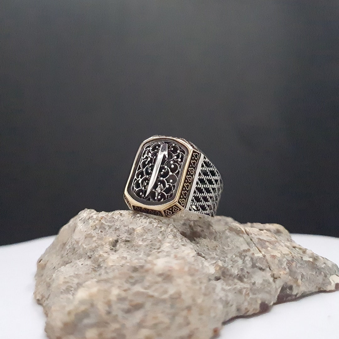 Arabic Alif Men Ring, Arabic Letter Ring, Ring for Men, Handmade Silver ...