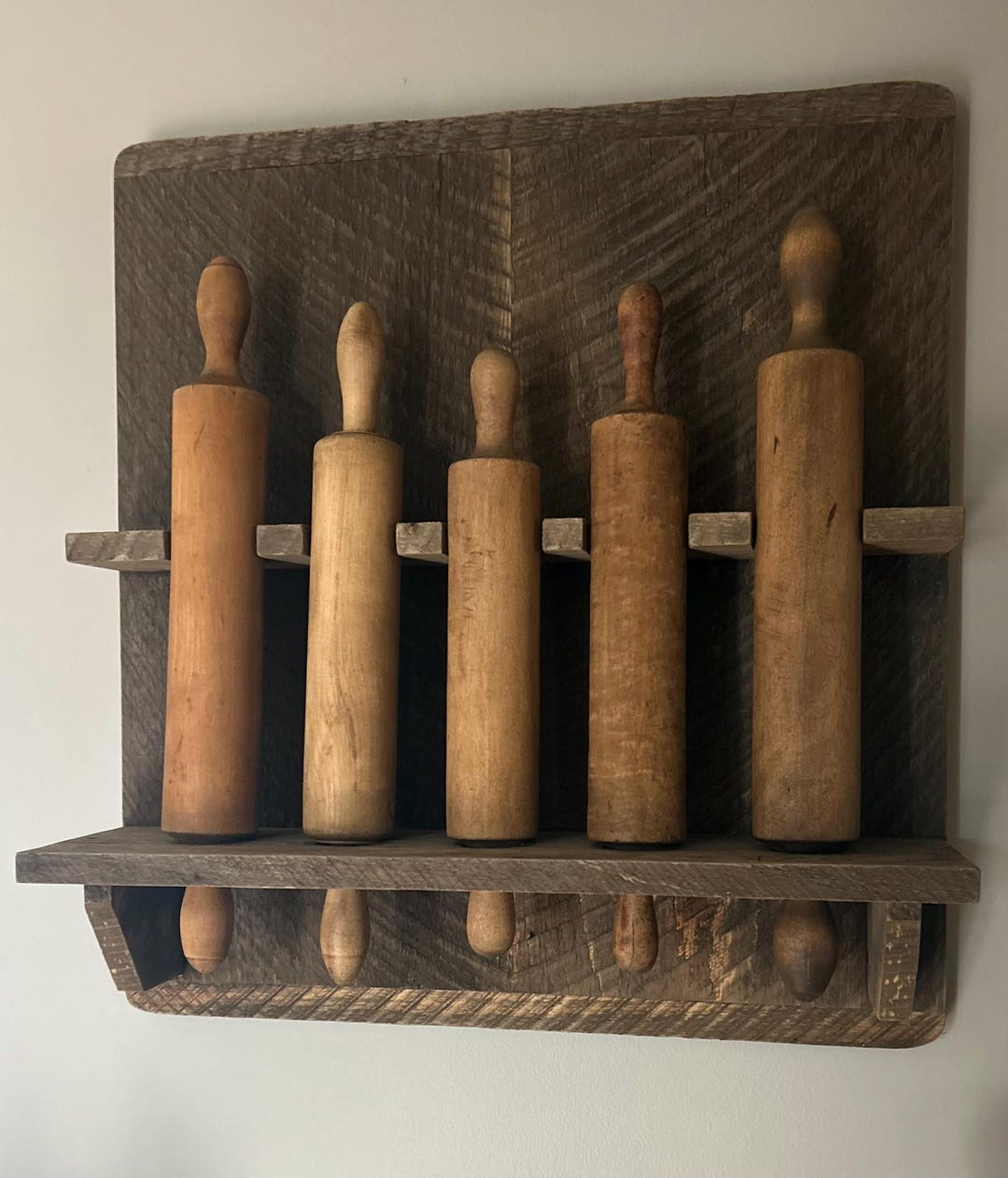 Primitive Farmhouse Cottage Antique Rolling Pin Rack OOAK Wooden Wall ...