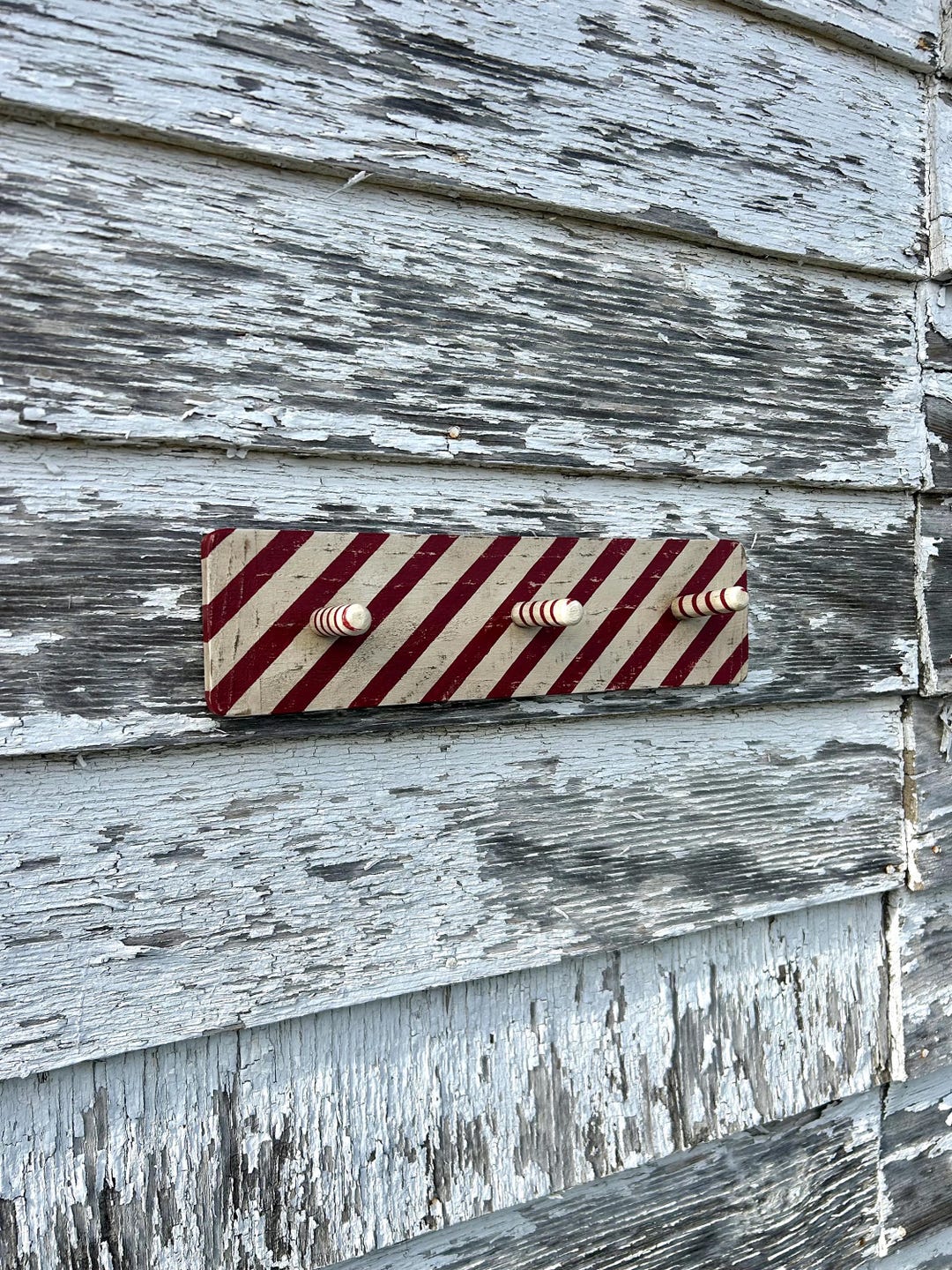 Peg Board Primitive Farmhouse Mini Rack Mug Key Chain Candy Cane ...