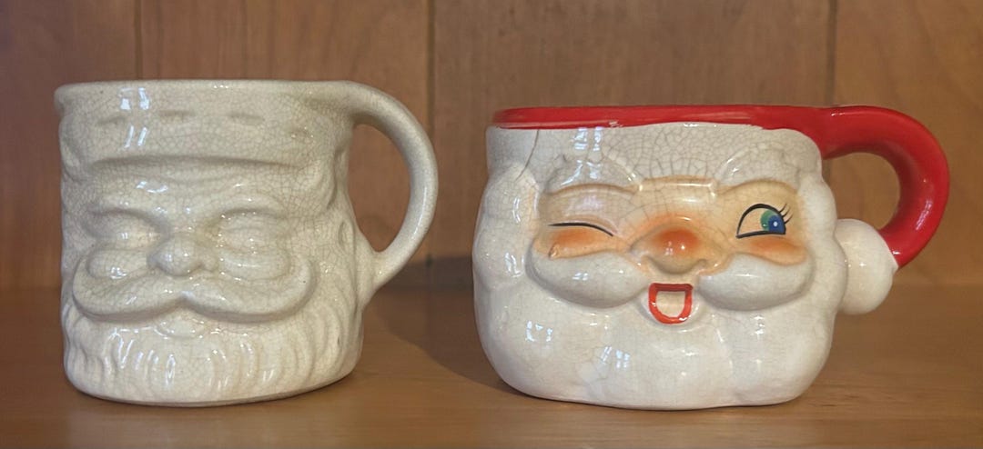 Stained Crazed Holt Japan Santa Mug Set Flaws Ironstone Christmas ...