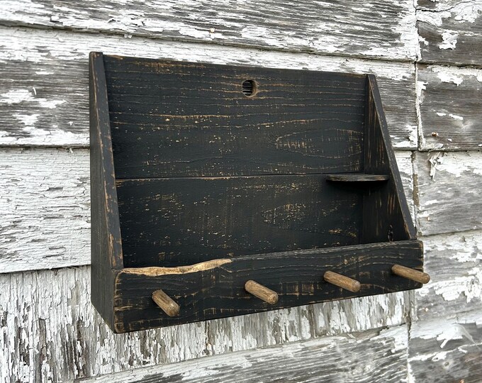 Primitive Farmhouse Wares Wall Box Peg Board Shelf - Etsy
