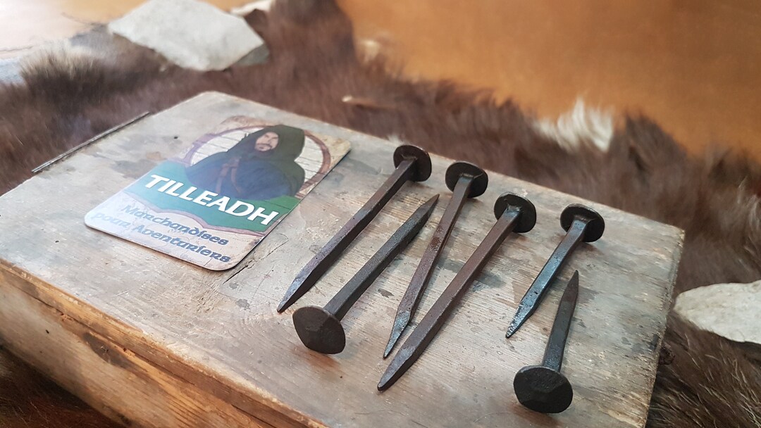 Pack of Wrought Iron Steel Nails for Viking Shield // 4 75mm Nails and ...
