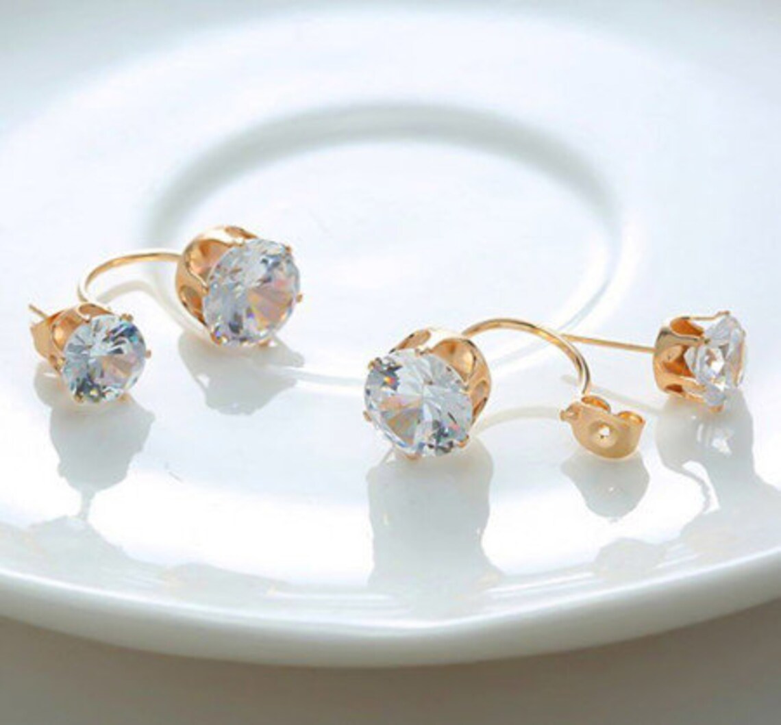 Ear Studs Double Rhinestones fashion Drop Alloy Women Ear - Etsy UK