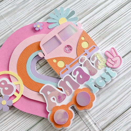 Groovy Rainbow Cake Topper Birthday Party Decor Retro Bus - Etsy