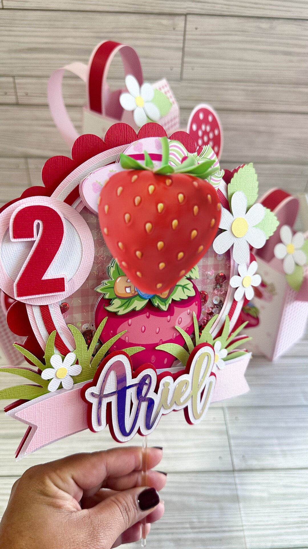 Topper De Pastel De Fresa / Caja De Riego - Etsy