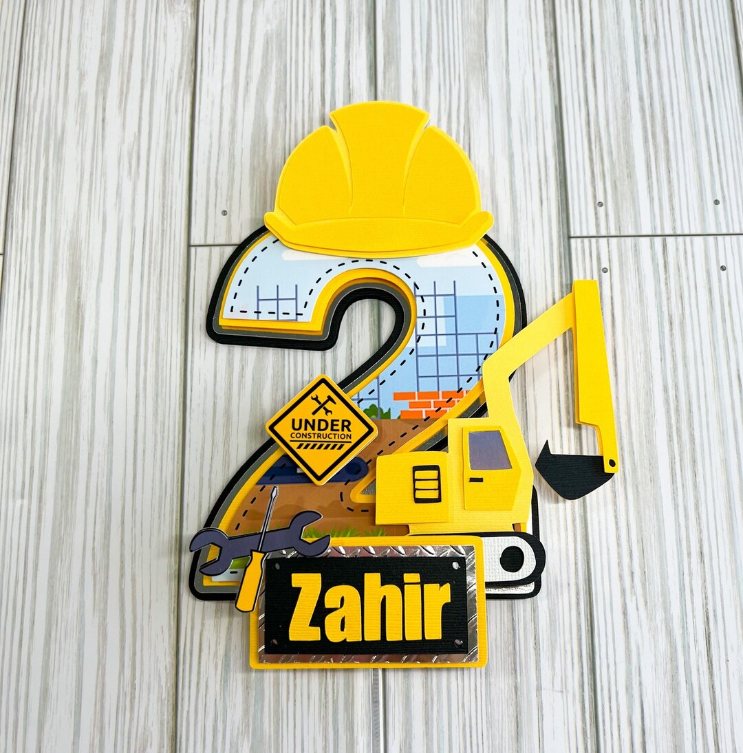 Construction Cake Topper/ Construction Theme/ Party Decoration/ Cake ...