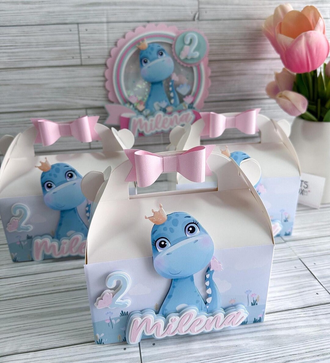 Baby Dino Girl Cake Topper – Personalized Birthday Decoration for ...