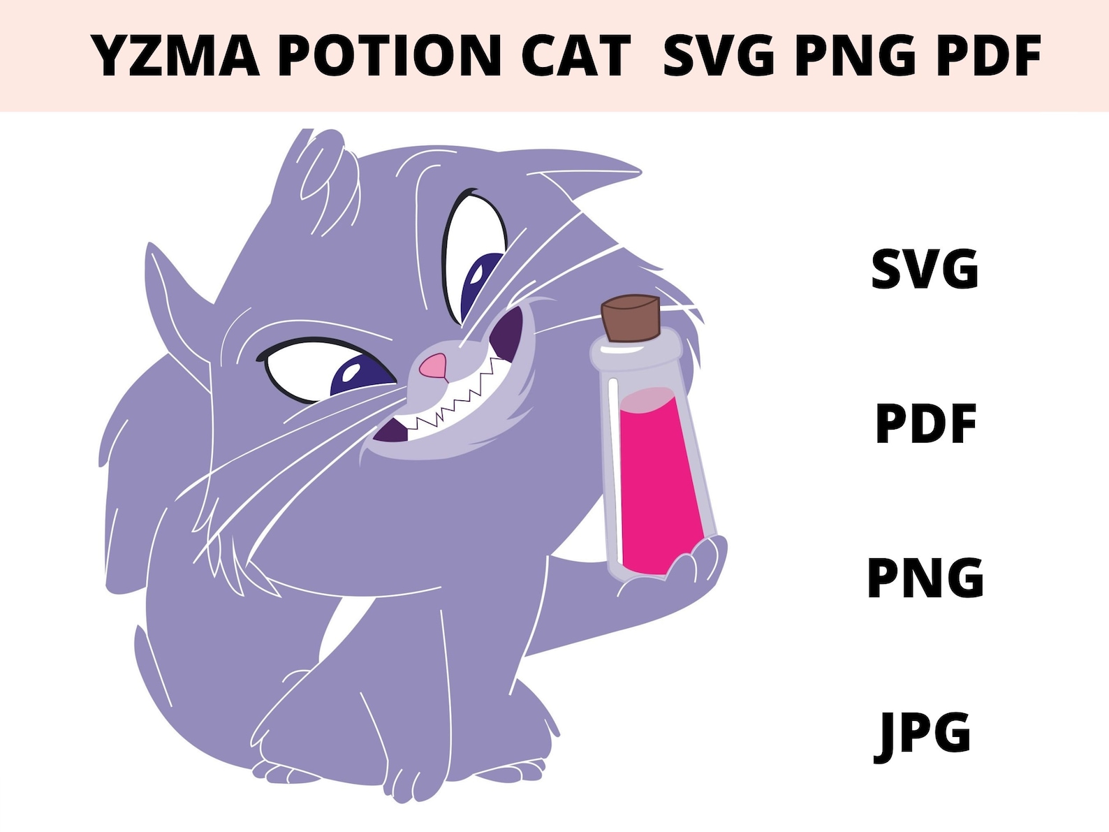Yzma Potion Cat Vectors SVG PNG PDF Kuzco The Emperor's | Etsy
