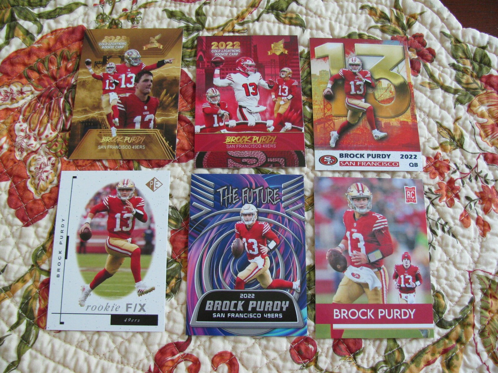 6 Card Lot 2022 Brock Purdy Gold Lightning Rookie Cards Highlights ...