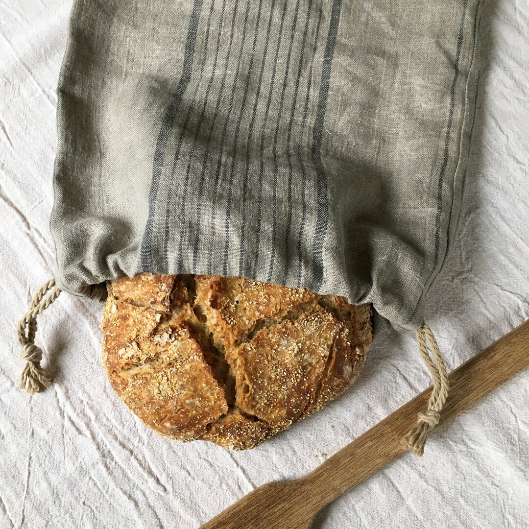 Linen Bread Bags With Wide Stripe - Etsy