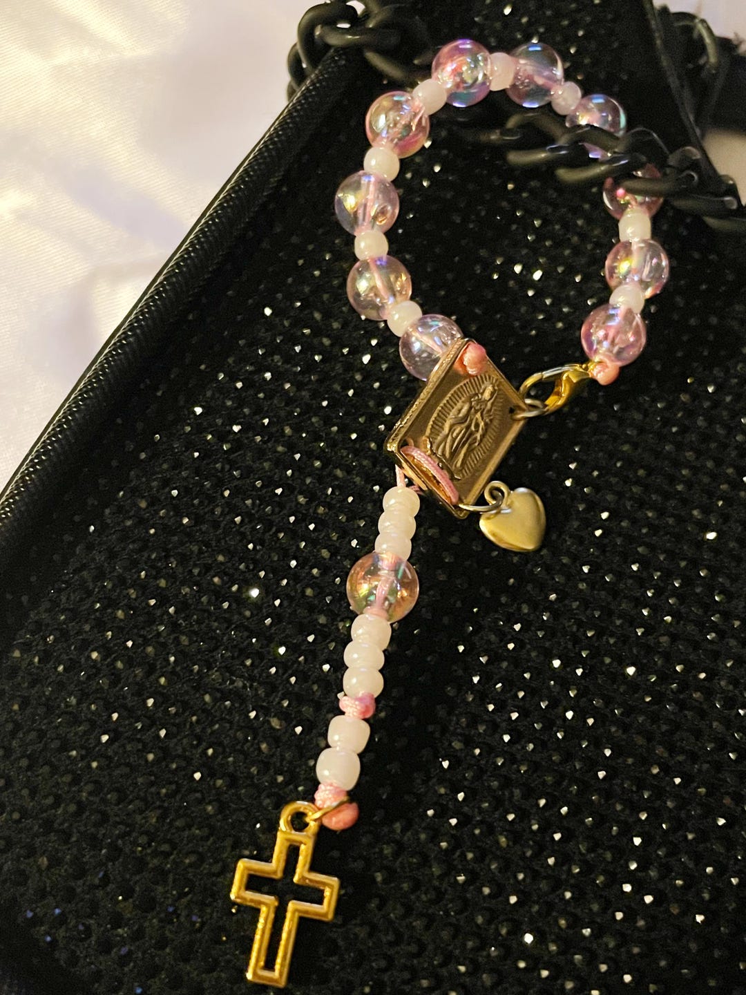 Rosary Bag Charm -purse Accessory -purse Charm -bag Charm - Virgen Mary ...