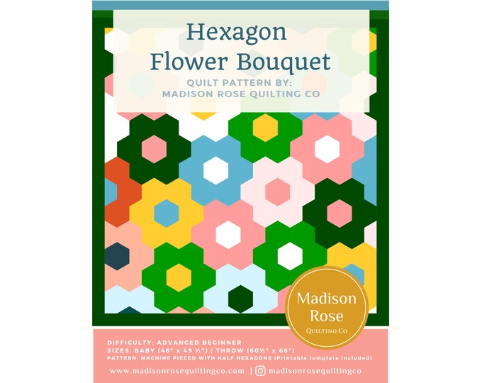 Hexagon Flower Quilt Pattern - Etsy Canada