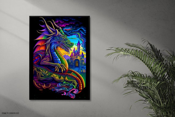 Black Light Dragon Posters