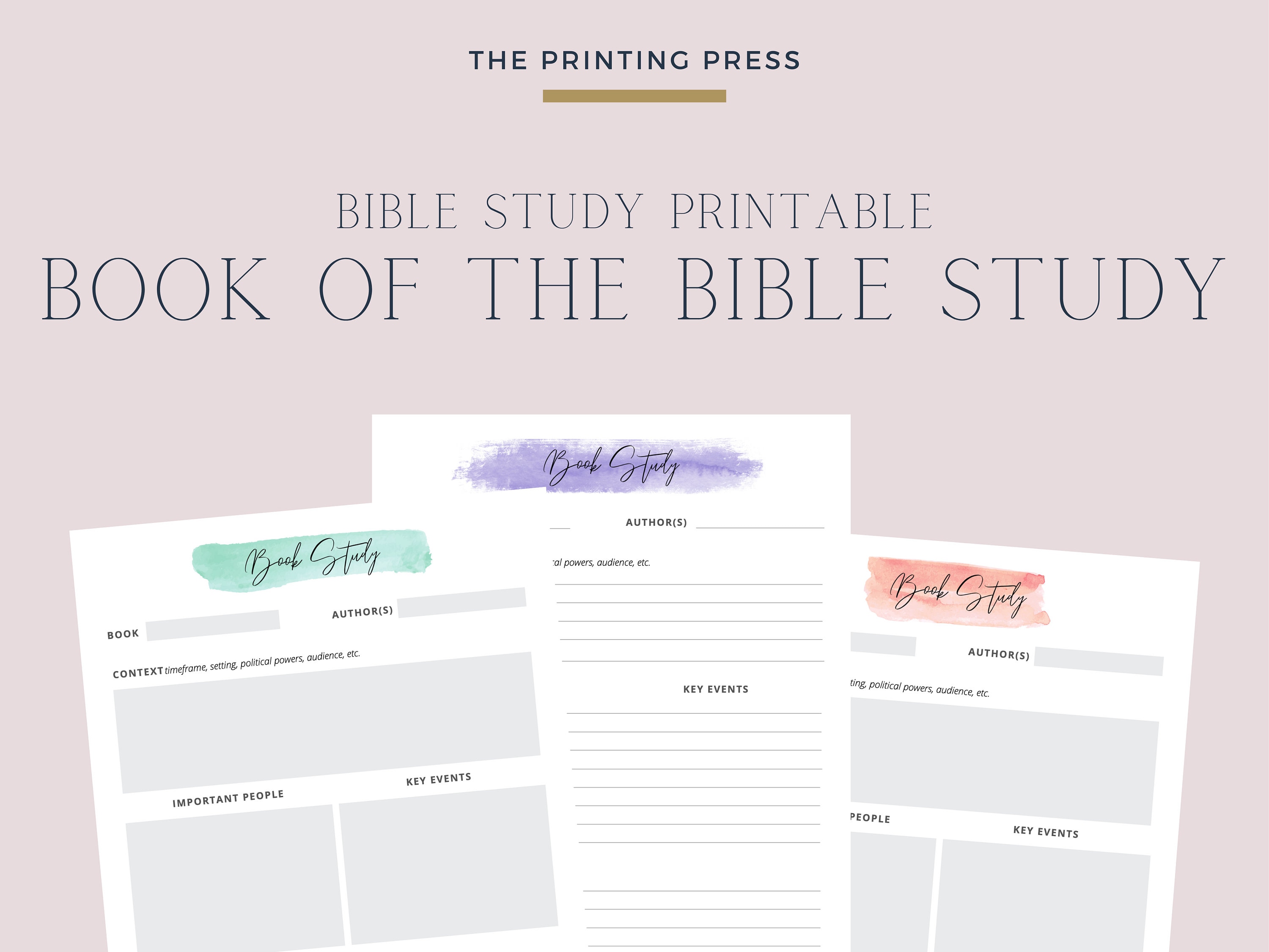 Bible Book Study Template, Printable PDF, Women's Study (digital ...