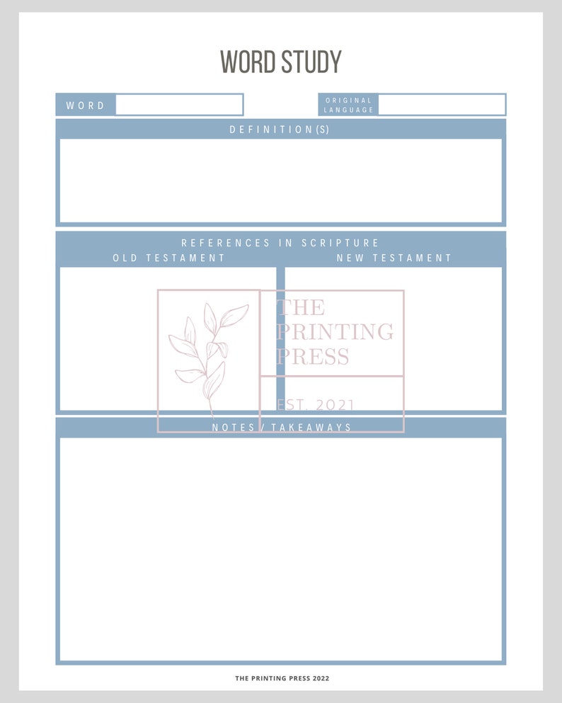 Word Study, Bible Study, Bible Study Printable, Minimalist Bible Study ...