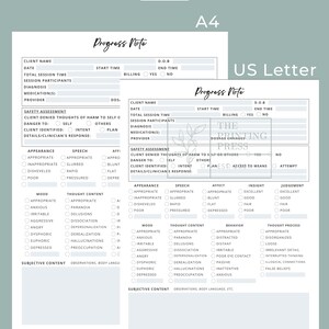 Therapy Progress Note Template, Fillable & Editable Form, Counseling ...