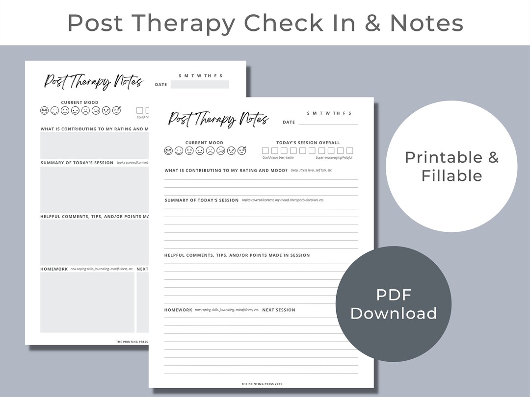 Post Therapy Check in & Notes, Therapy Tools, Digital Therapy Notes ...