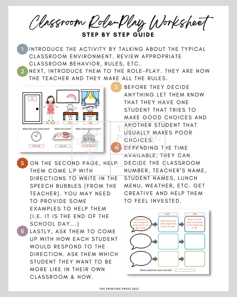 Classroom Role-play Printable, Art Therapy Worksheet, Play Therapy ...