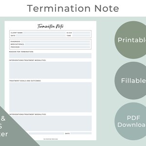 Therapy Termination Note Template, Discharge Note Template, Therapy ...