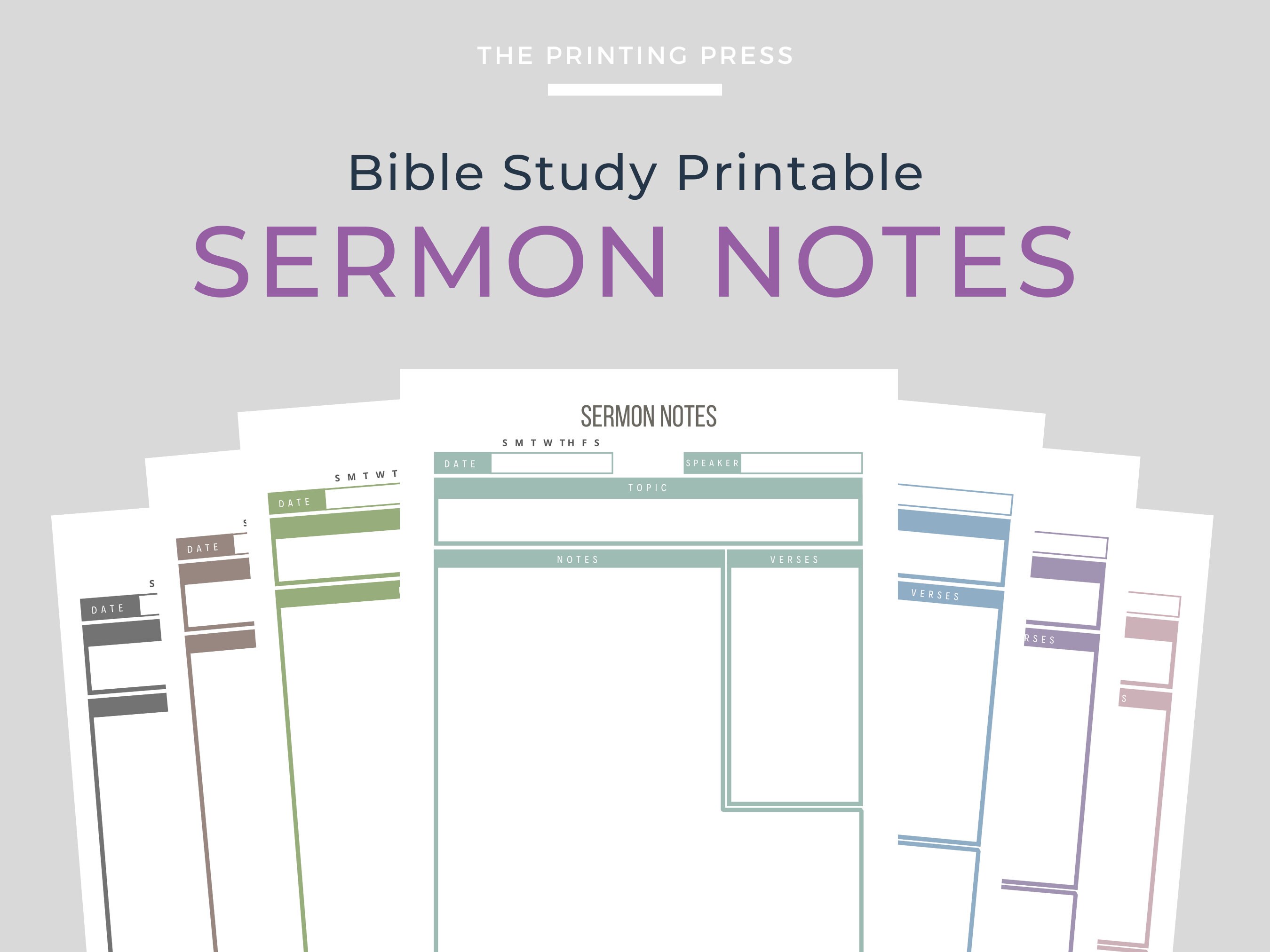 Sermon Notes Printable PDF, Church Notes, Digital Sermon Notes ...
