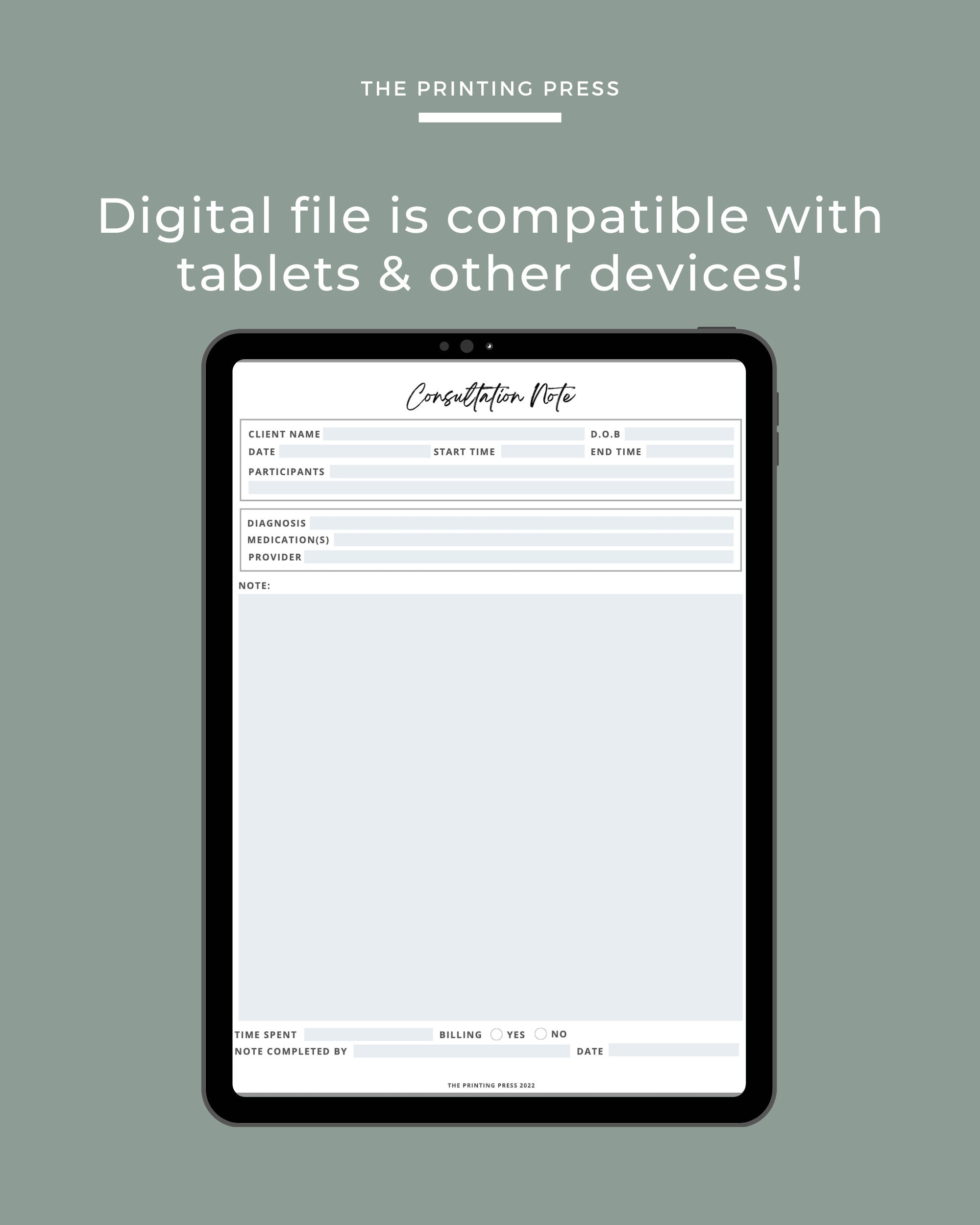 Therapy Consultation Note Template, Fillable & Printable (PDF Download ...