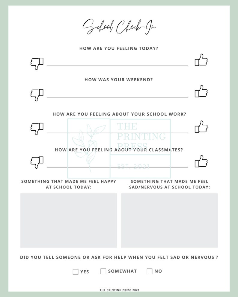 School Check In, School-based Check In, Student Check-in, Feelings ...