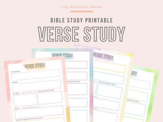 Bible Verse Study Template Personal Bible Study Tool Simple - Etsy