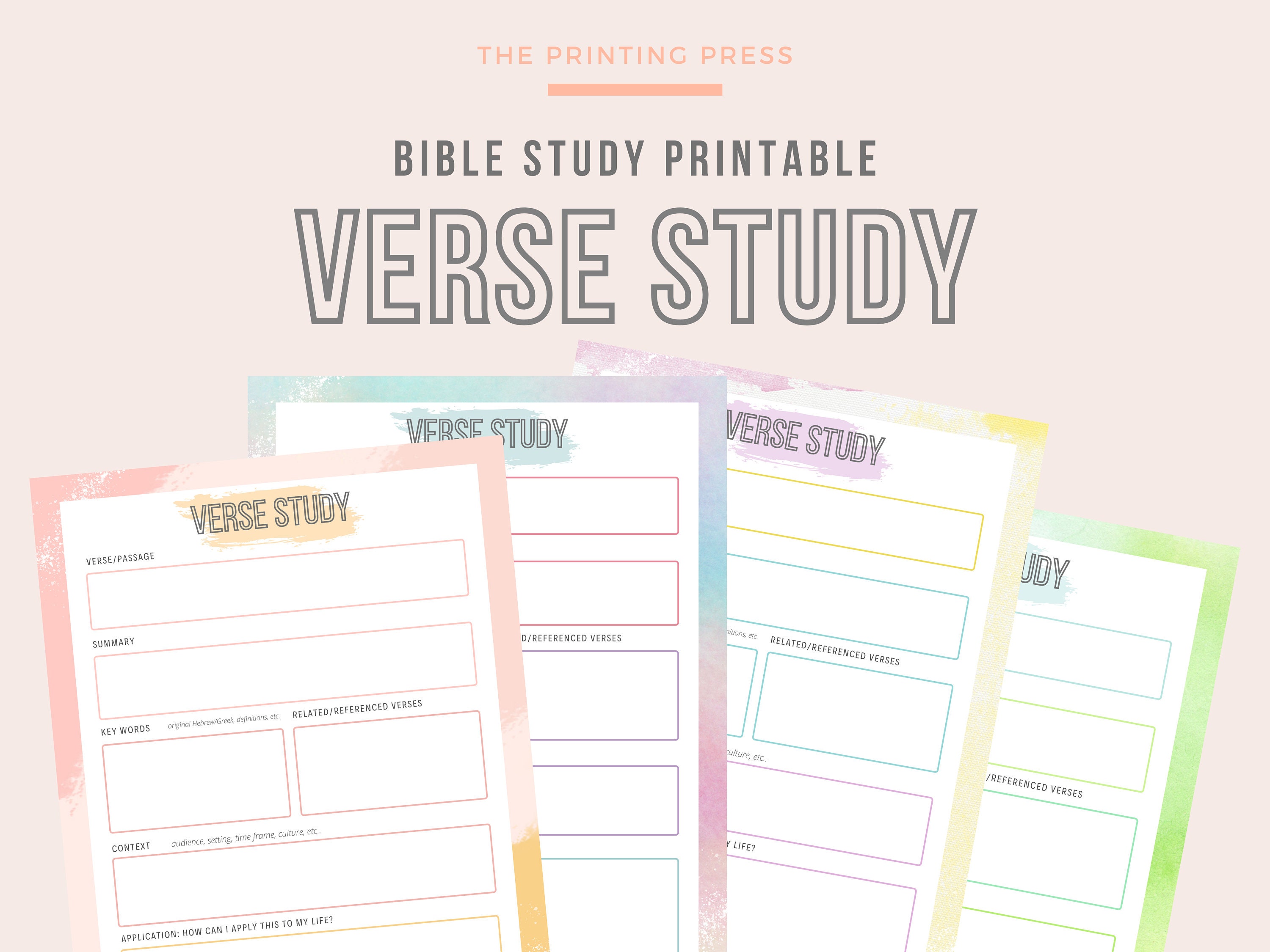 Bible Verse Study Template, Personal Bible Study Tool, Simple Bible ...