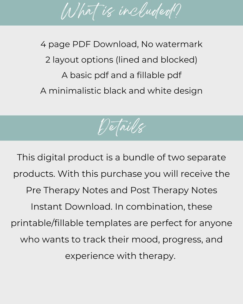 Pre Therapy Notes & Post Therapy Notes Bundle, Digital Therapy Notes ...