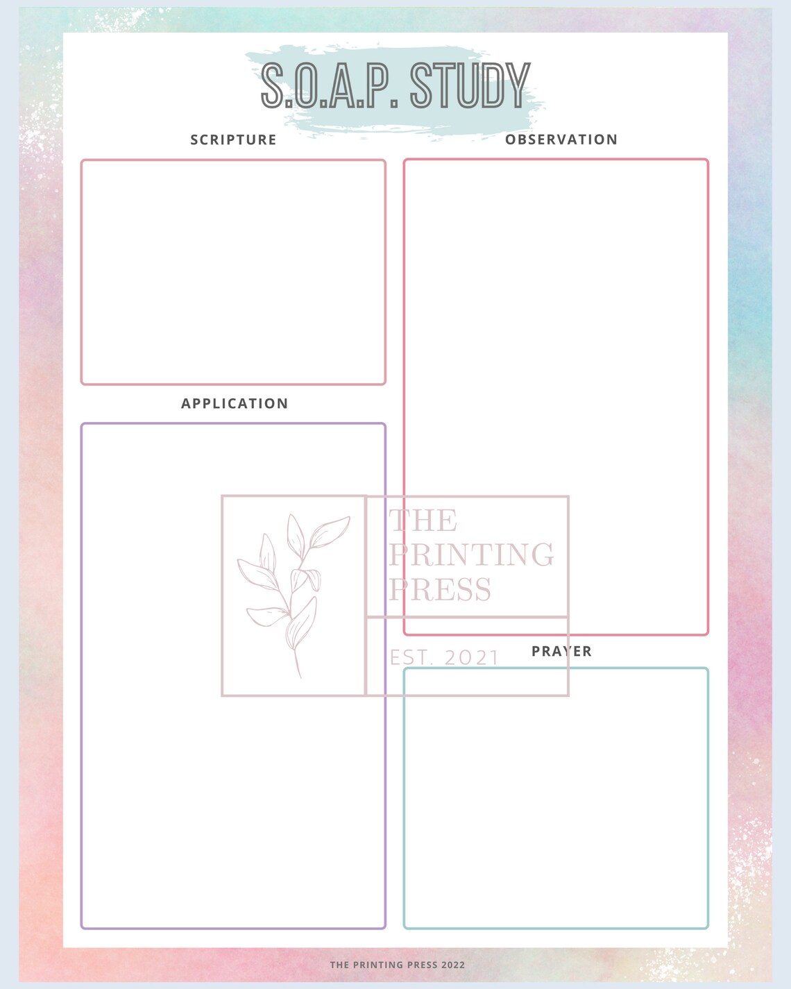 SOAP Bible Study Template Bible Study Digital Download PDF - Etsy