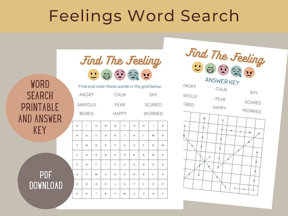Feelings Word Search Printable PDF Therapy Printable - Etsy India