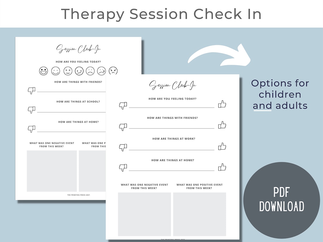 Therapy Session Check In, Therapy Tools, Mental Health Printable ...