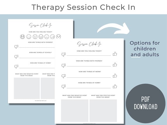 Therapy Session Check In Therapy Tools Mental Health - Etsy