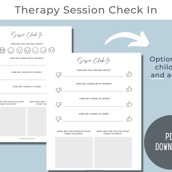 Therapy Check in Cards - Etsy
